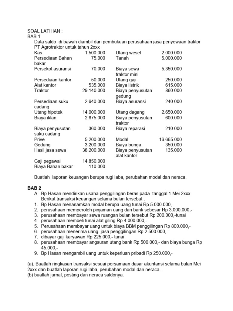 SOAL LATIHAN Akuntansi Dasar | PDF