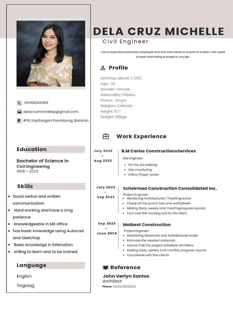 Dela Cruz Michelle CV | PDF