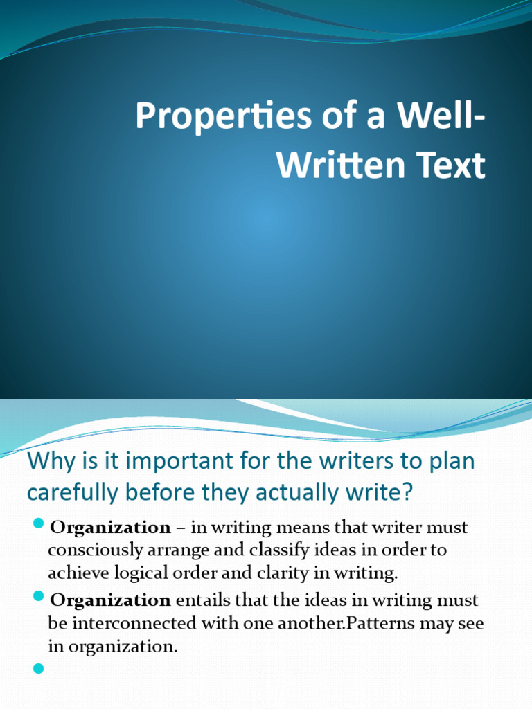 Lesson 4 Poperties of Well Written Text | PDF | Thought | Deductive ...