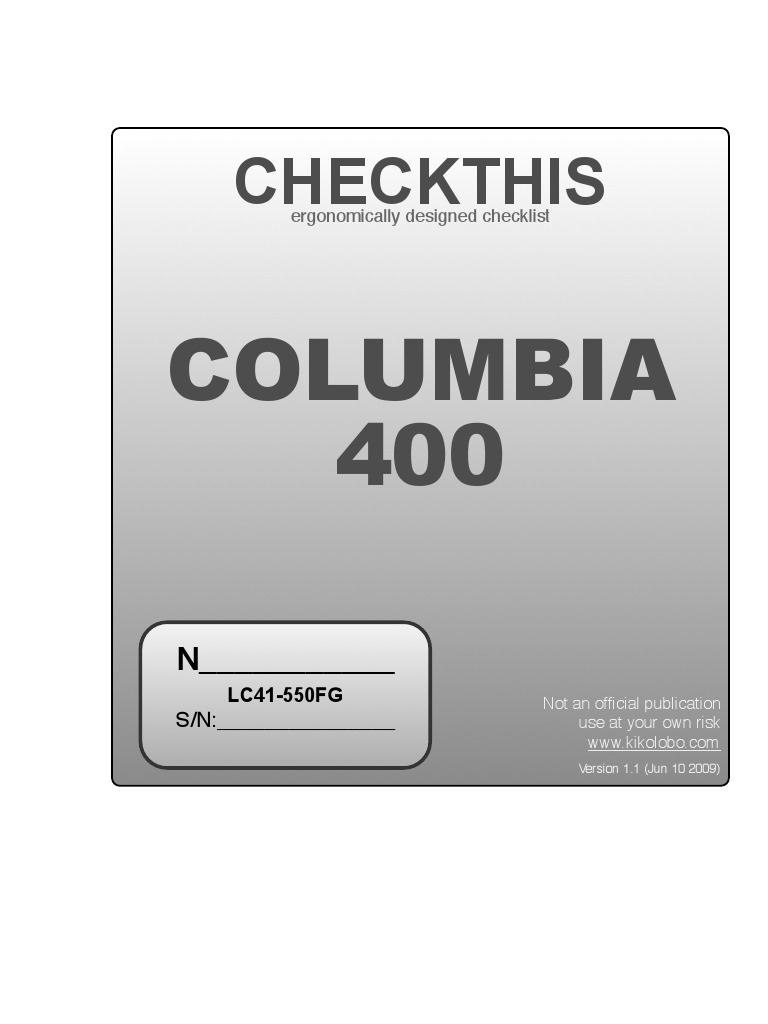 FranciscoLobo Cessna Columbia 400 CHECKLIST V1 GEN | PDF | Turbine ...