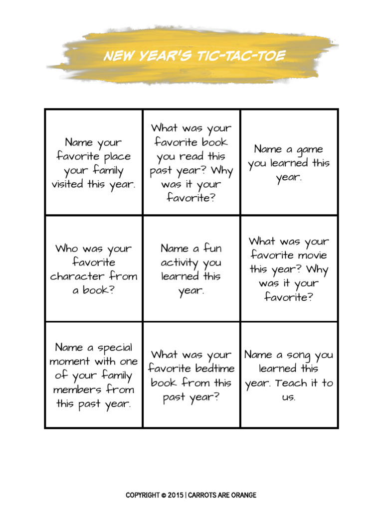 New Year's Tic-Tac-Toe | PDF