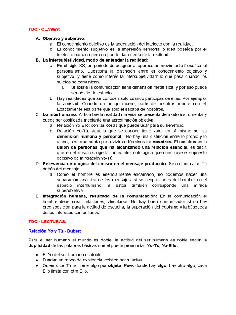 TDC - Final - Último Tema | PDF | Comunicación | Conocimiento