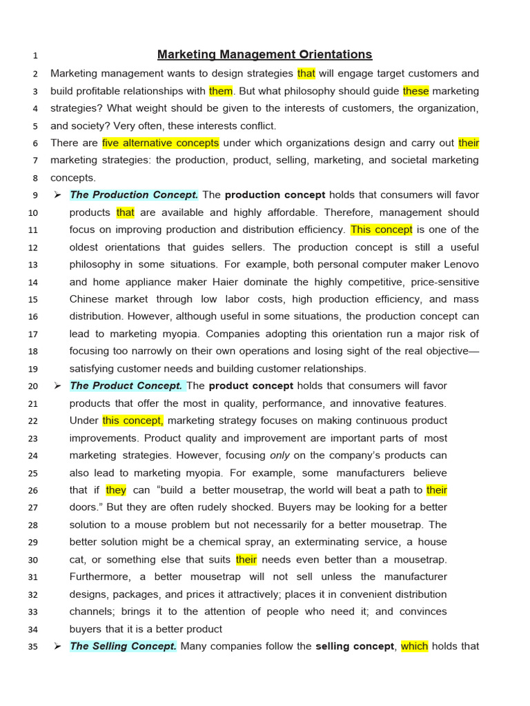 Marketing Management Orientations | PDF | Marketing | Customer