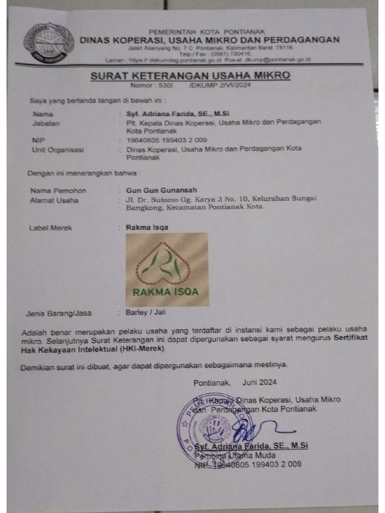 Surat Keterangan UMKM | PDF