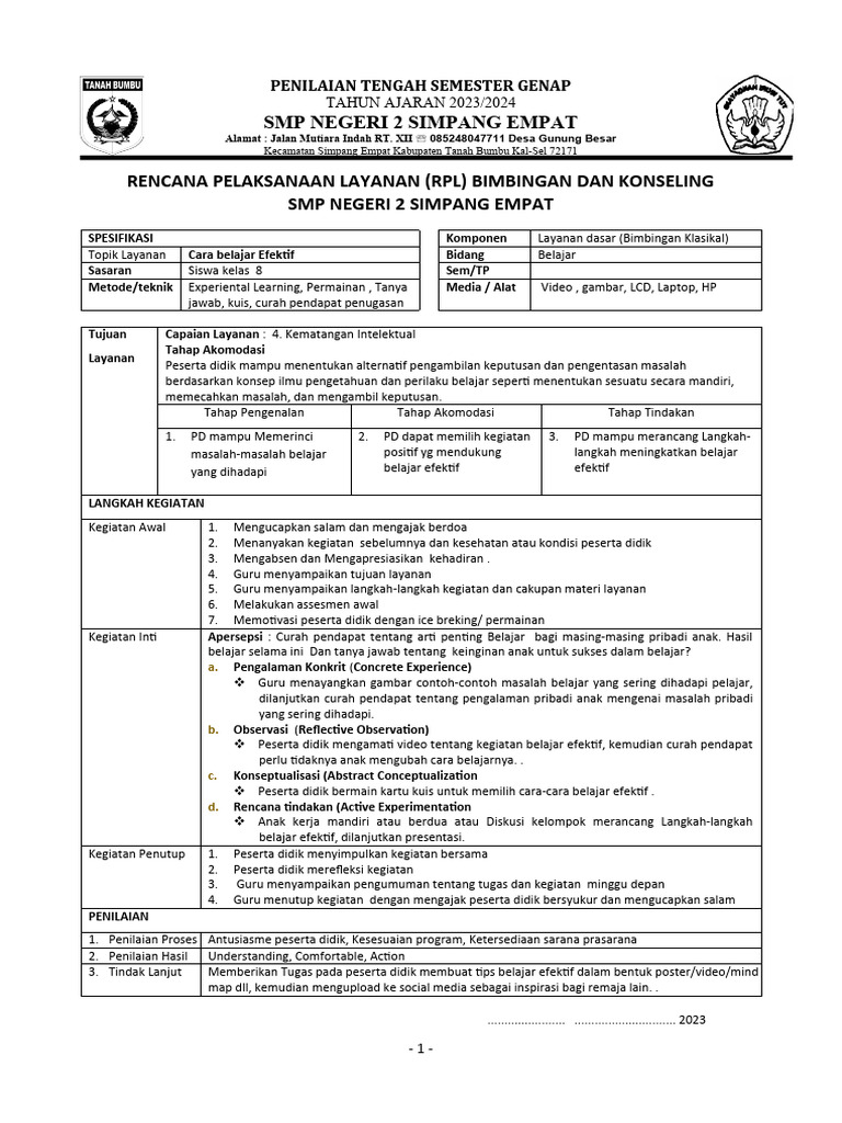 RPL 1 - Cara Belajar Efektif | PDF | Karier & Perkembangan ...