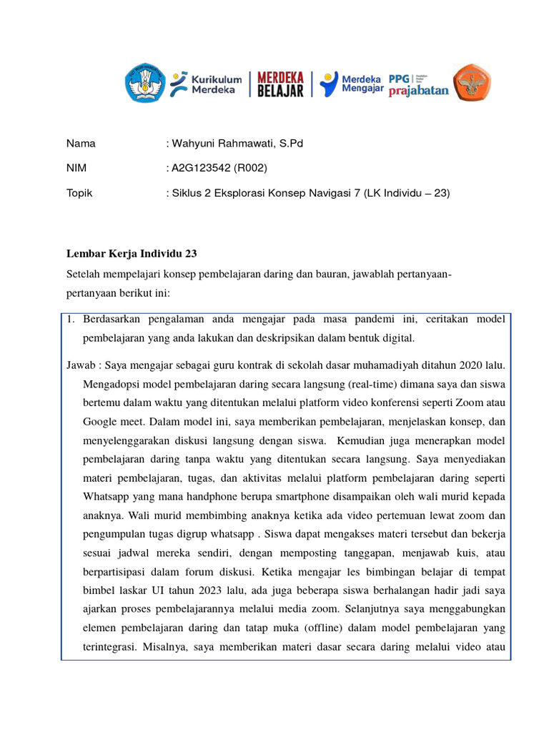 Siklus 2 - Eksplorasi Konsep - LK Individu 23 - Wahyuni Rahmawati | PDF