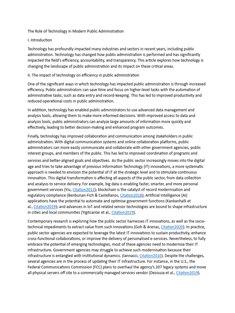 The Role of Technology in Modern Public Administration | PDF | Public ...