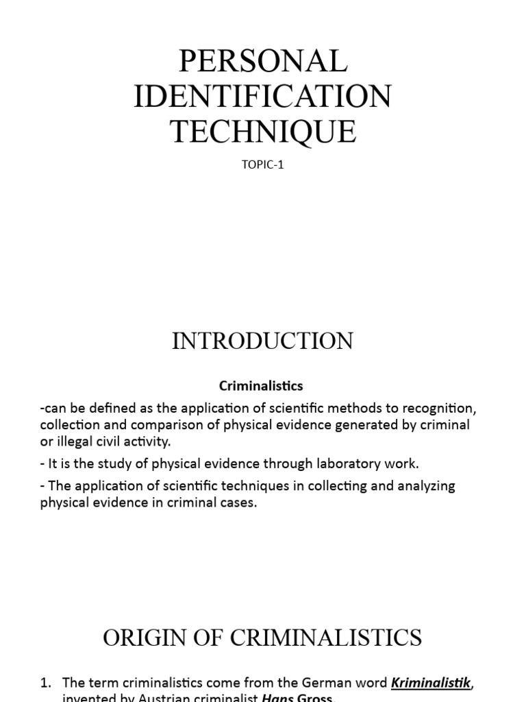 Personal Identification Technique | PDF