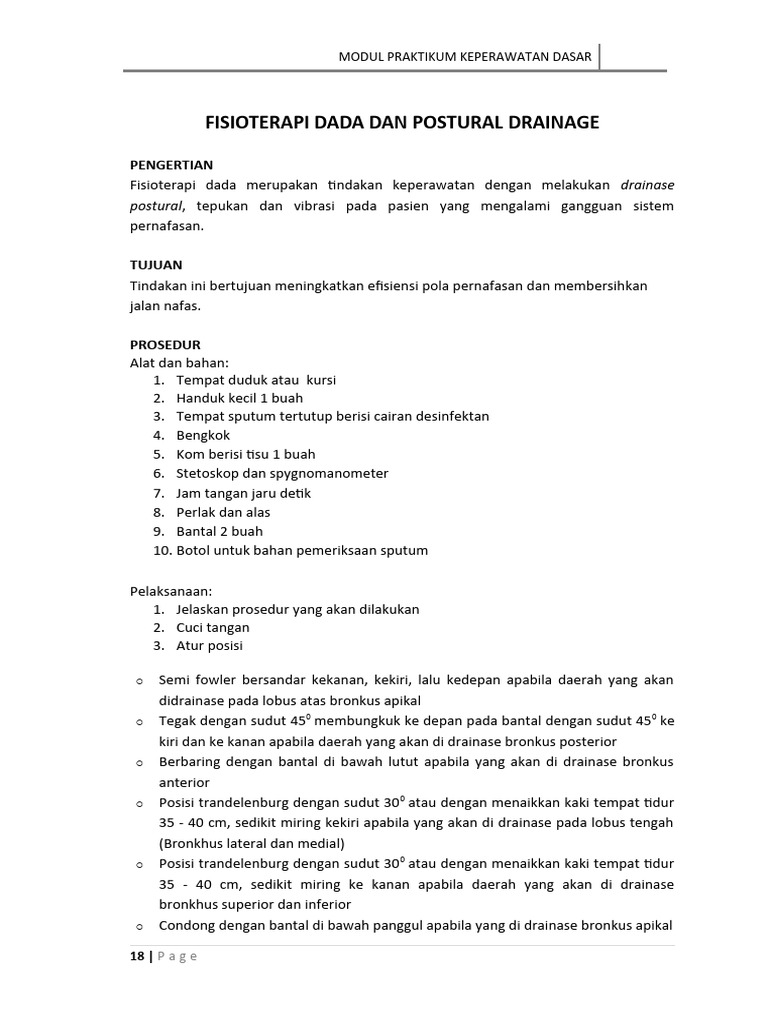 3.Fisio terapi & postural drainase | PDF