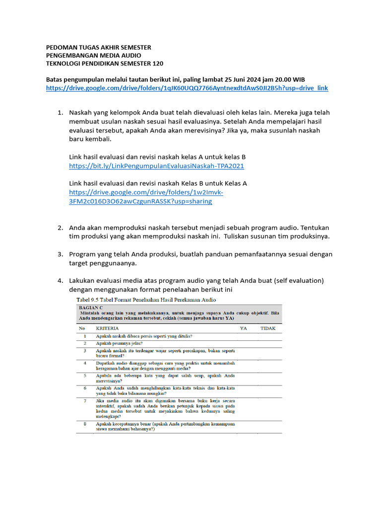 Pedoman Tugas Akhir Semester - Pma | PDF