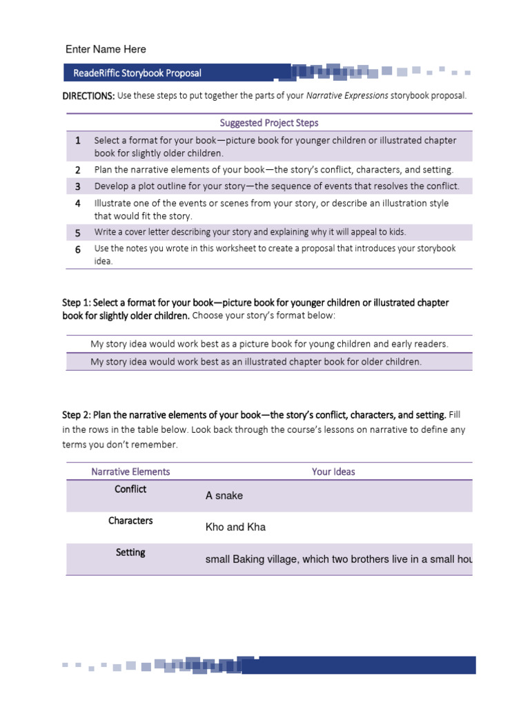 Storybook Proposal Guide for Kids | PDF | Plot (Narrative) | Narrative