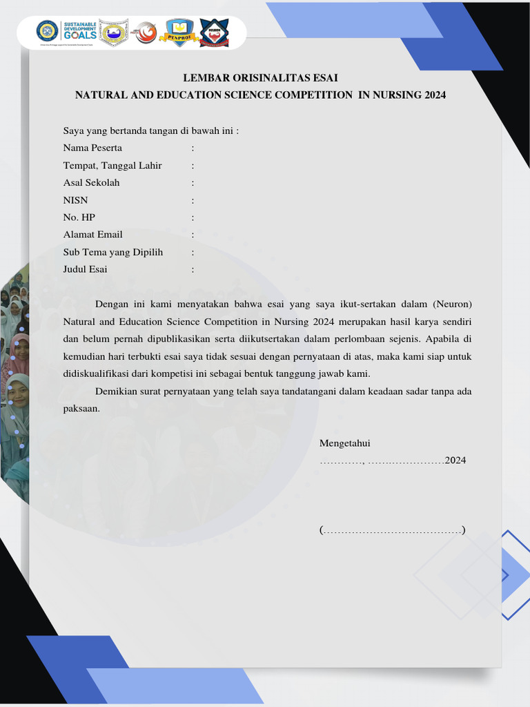 Lembar Orisinalitas Karya Esai Neuron 2024 | PDF Lembar Orisinalitas Karya Esai Neuron 2024 | PDF