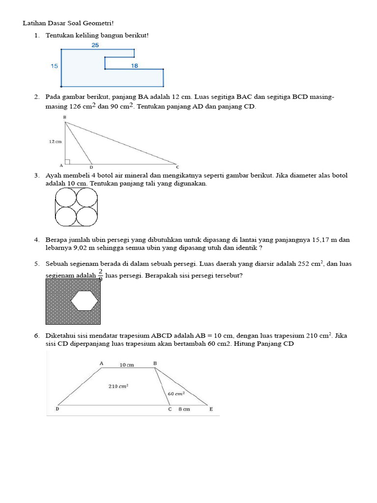 Latihan Dasar Soal Geometri | PDF | Griya & Taman
