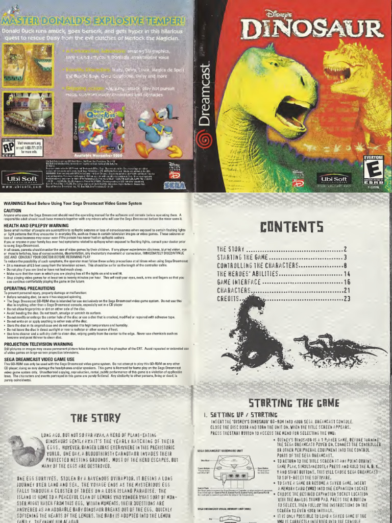 Disneys Dinosaur Manual Dreamcast en | PDF