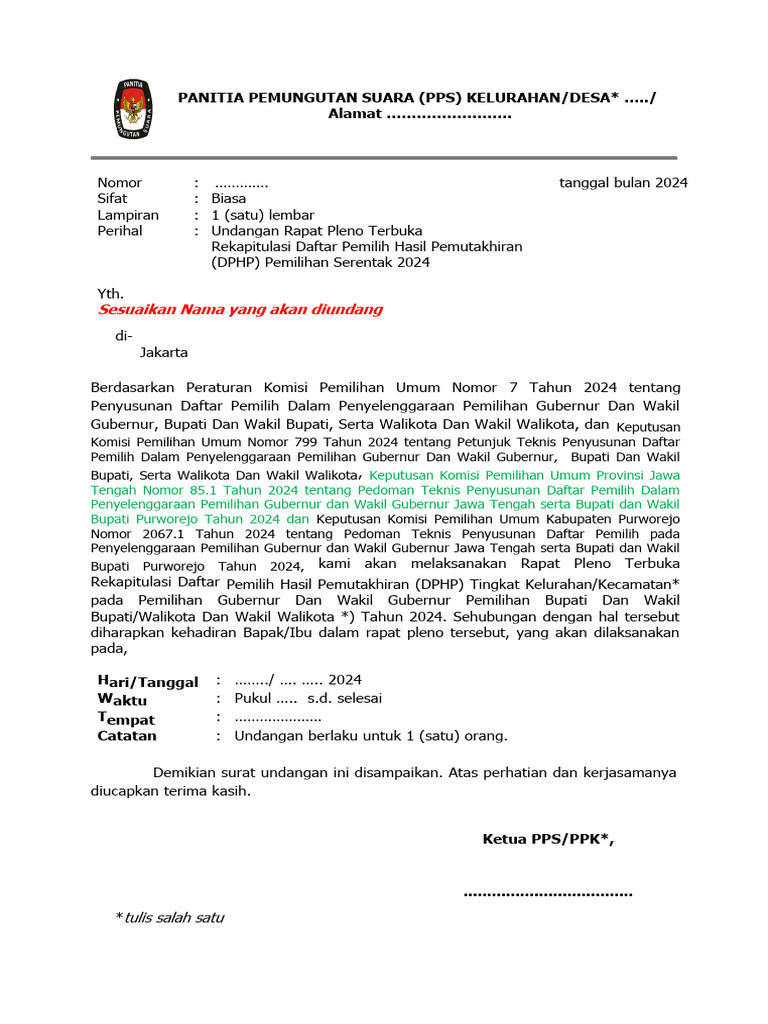 03 Draft Undangan DPHP Pps - PPK | PDF