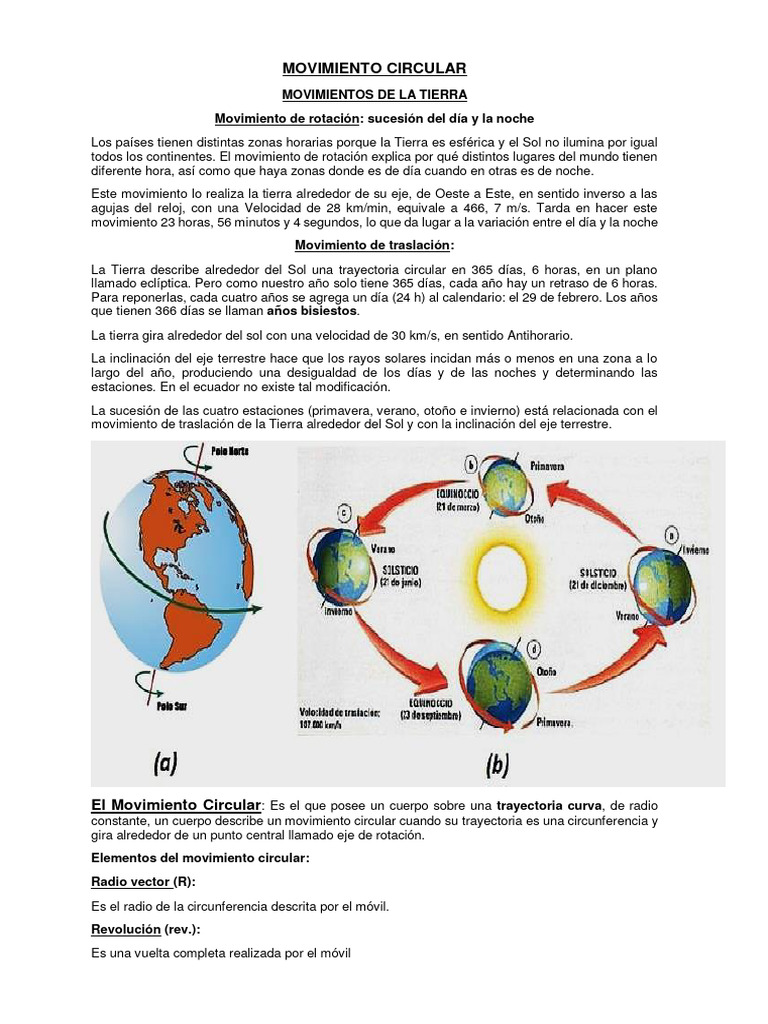Movimientos Tierra: Rotación y Traslación | PDF | Movimiento (física)