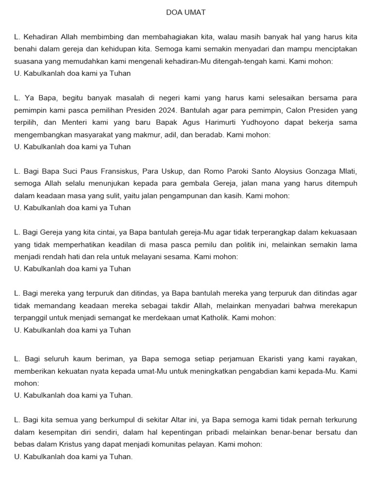 Doa Umat | PDF | Agama & Spiritualitas | Gaya Hidup