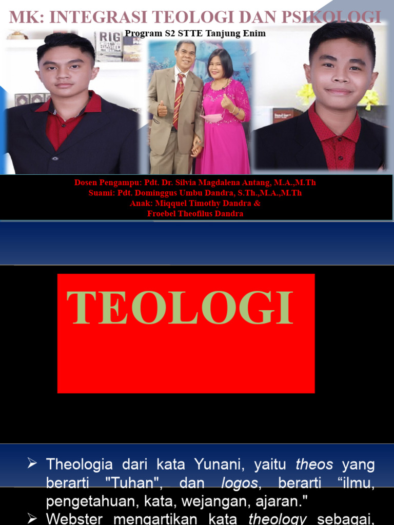 3 PPT Bahan Kuliah Integrasi Teologi Dan Psikologi Persamaan Teologi Psikologi Dan Integrasi | PDF