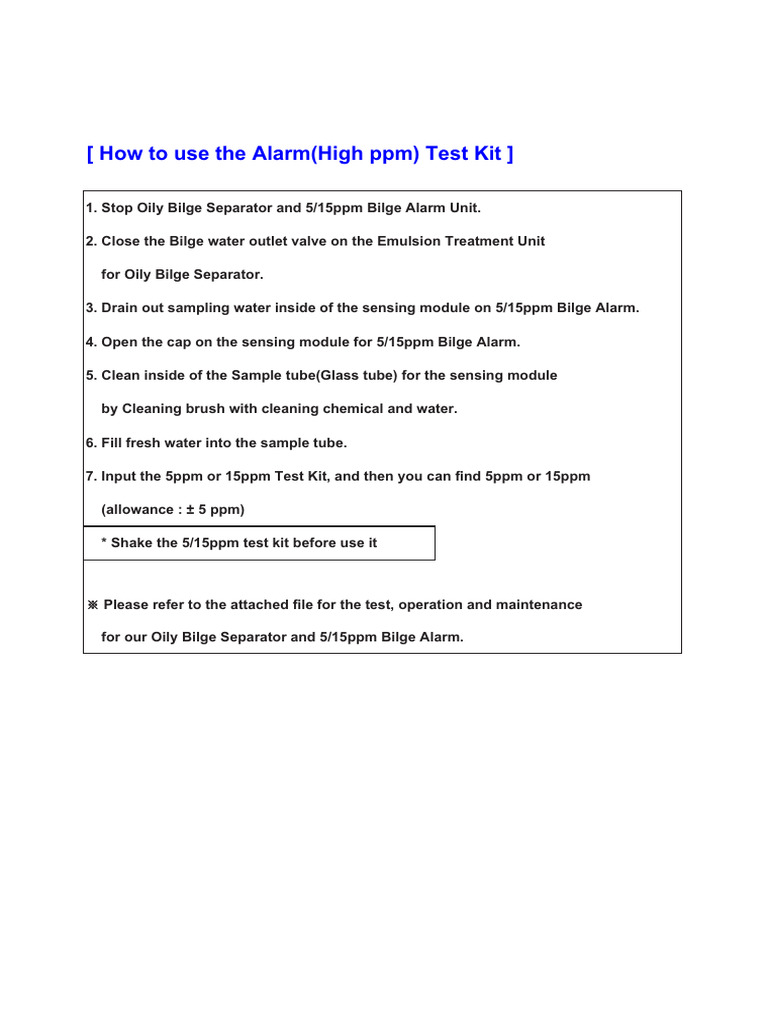 Georim OWS - Function Test Procedure For Alarm Test Kit | PDF