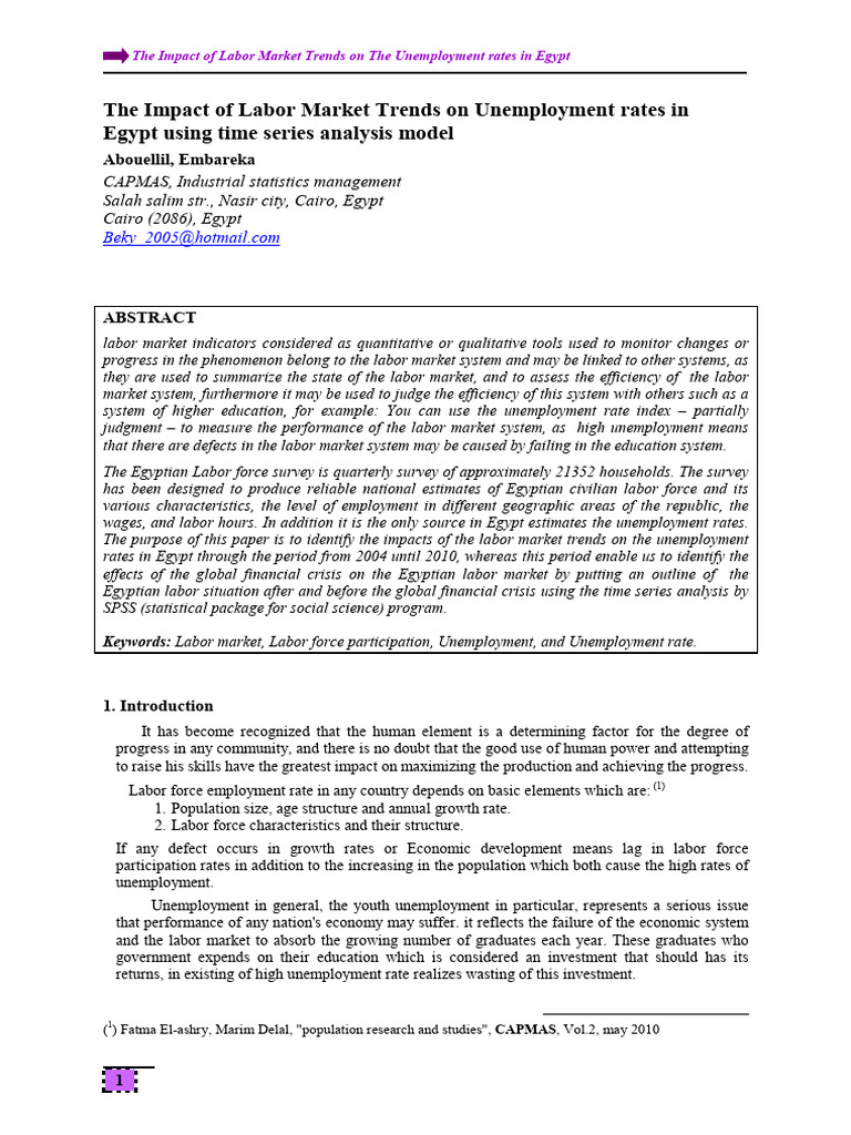 Labor Market Trends and Unemployment in Egypt | PDF | Unemployment ...