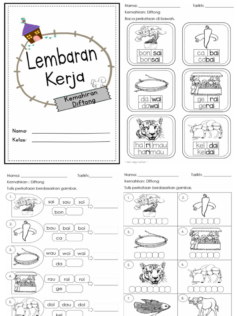 Lembaran Kerja Diftong | PDF