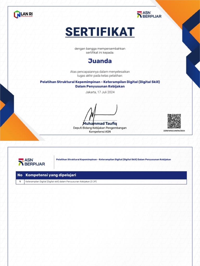 Sertifikat Pelatihan Kepemimpinan Digital | PDF