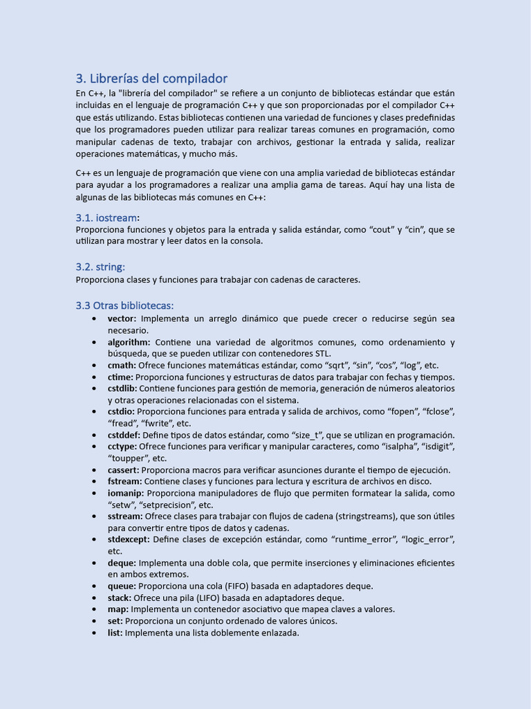 Librerías de Un Compilador | PDF | C ++ | Biblioteca (informática)