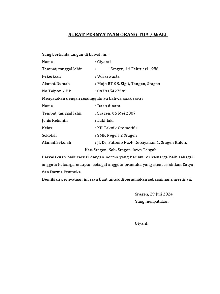 Contoh Surat Keterangan Dan Surat Izin | PDF | Karier & Perkembangan | Olahraga & Rekreasi