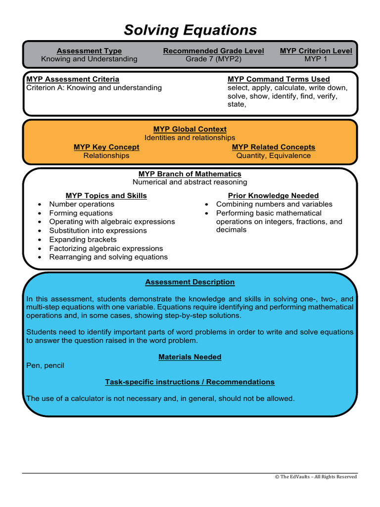 1. Solving Equations Cr. A | PDF | Equations | Mathematics