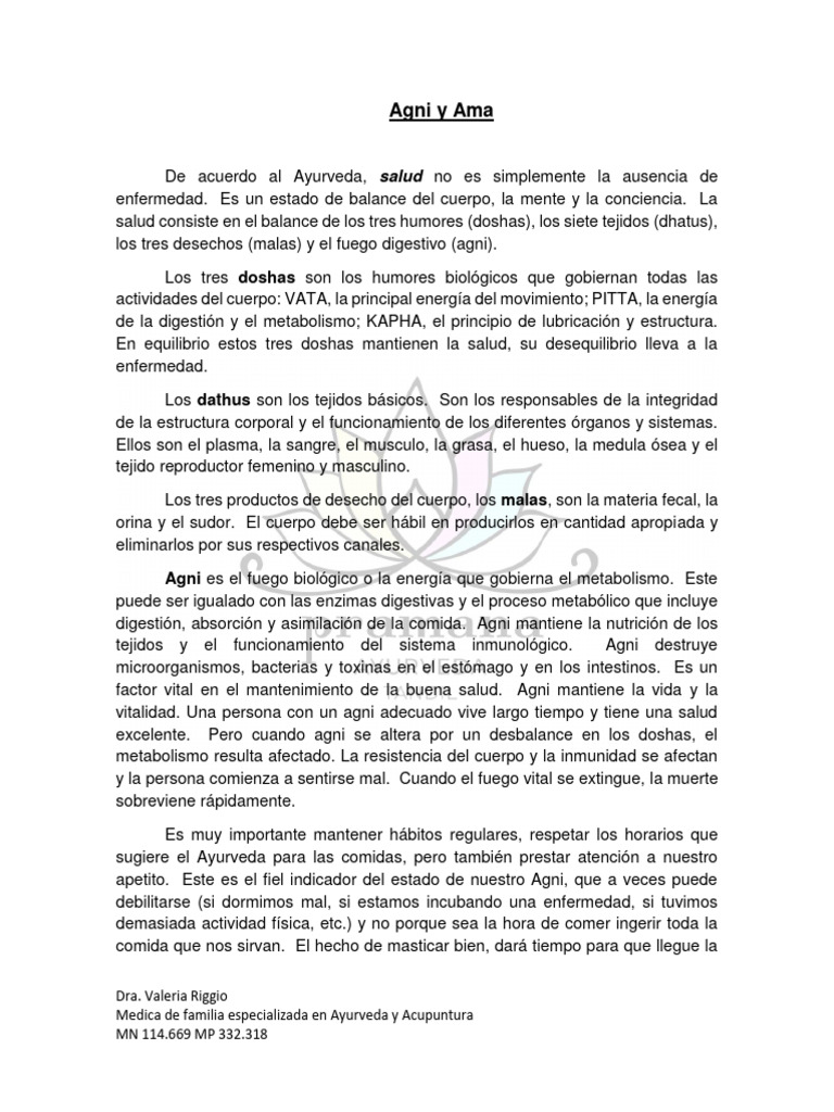 Agni y Ama | PDF | Digestión | Especialidades Medicas