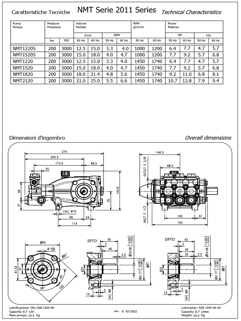 Technical Sheets Part Book - NMT Pump | PDF | Motor Oil | Mechanical Engineering