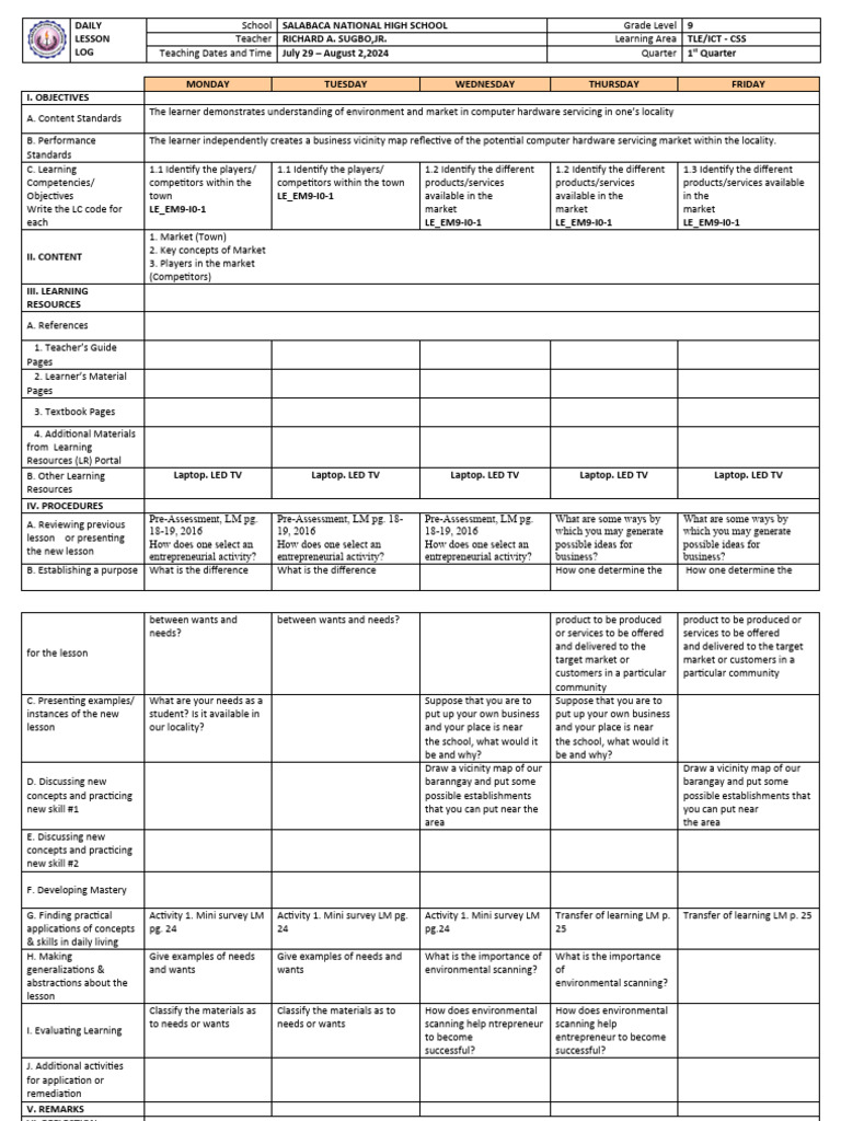 1ST Week Ict CSS 9 Q1 | PDF | Learning | Educational Technology