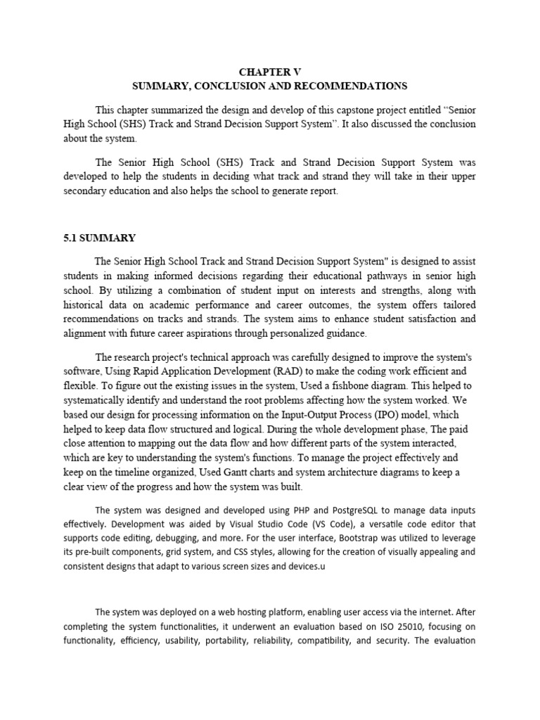 SHS Track and Strand Decision System Summary | PDF | Usability | System