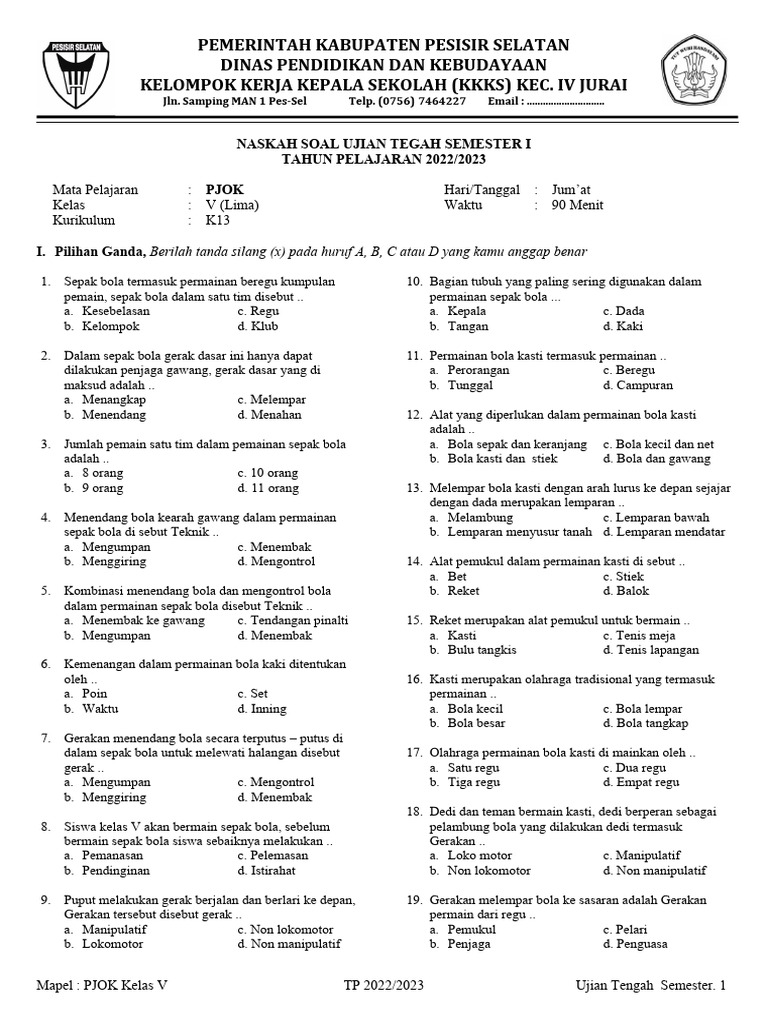 Master Soal-Kur.13-Uts Semester 1 Tp. 2022 - 2023 | PDF