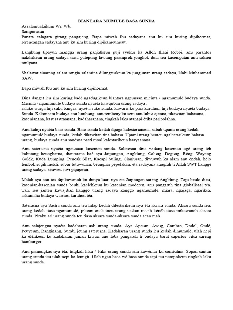 Biantara Ngamumule Basa Sunda | PDF