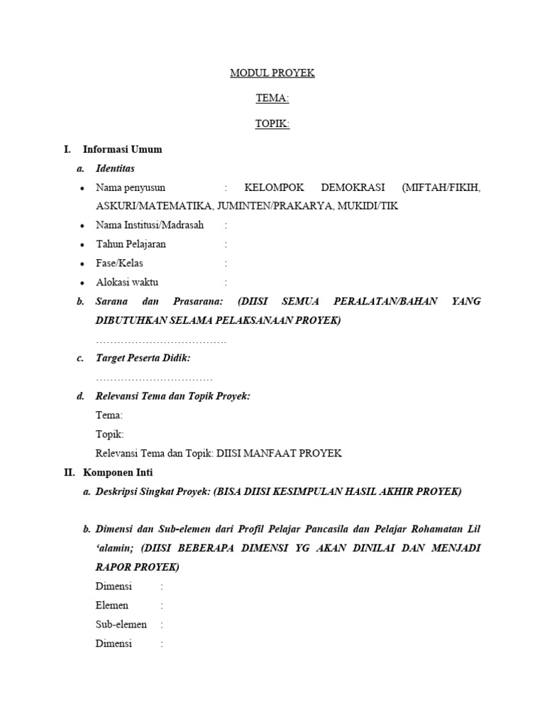 Modul Proyek Pendidikan Pdf