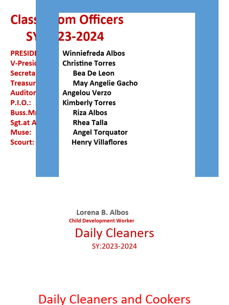 Class Room Officers | PDF | Interpersonal Relationships | Kinship And ...