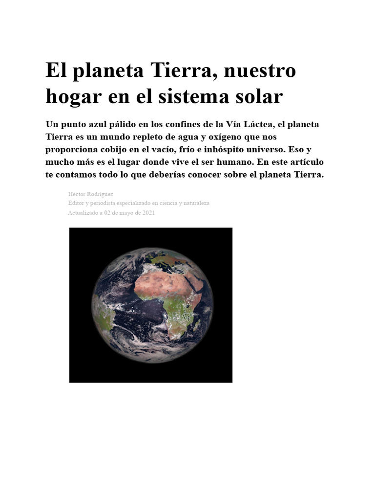 El Planeta Tierra: Nuestro Hogar | PDF | Tierra | Corteza (Geología)