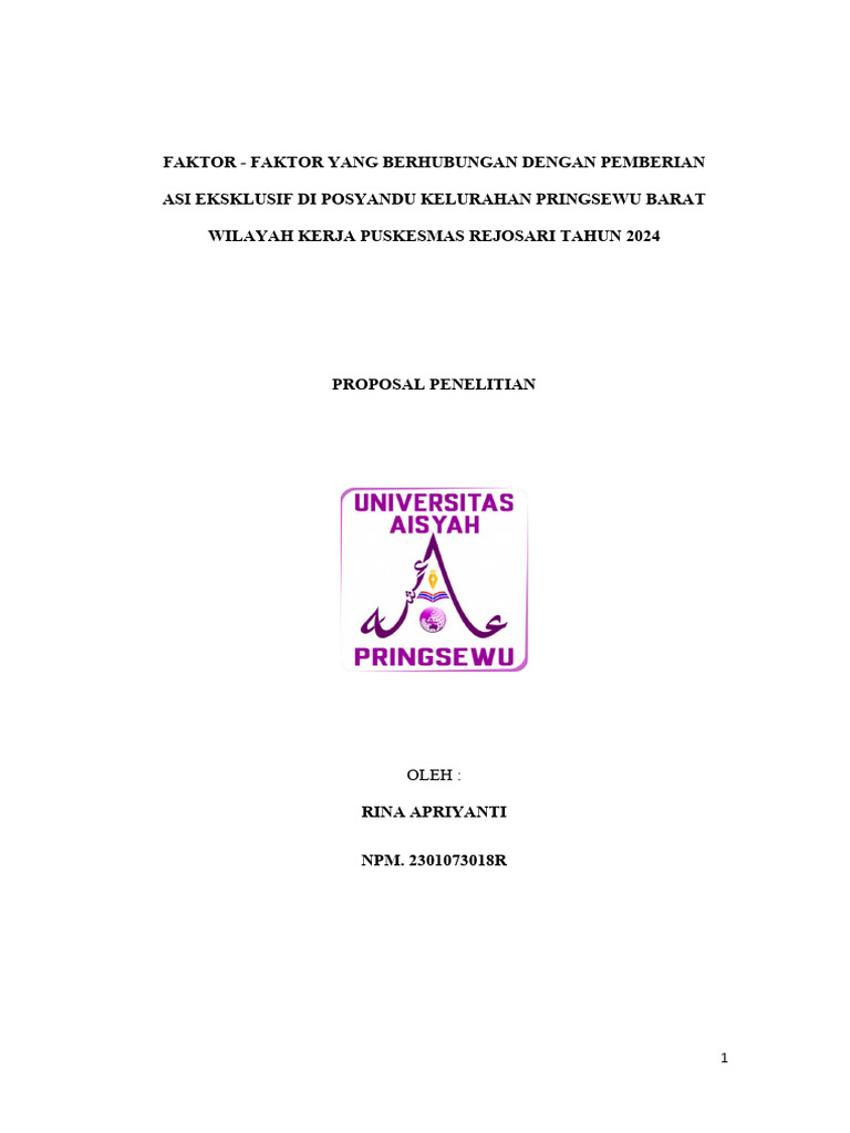 Proposal Penelitian Rina Apriyanti (230107018R) Baru | PDF