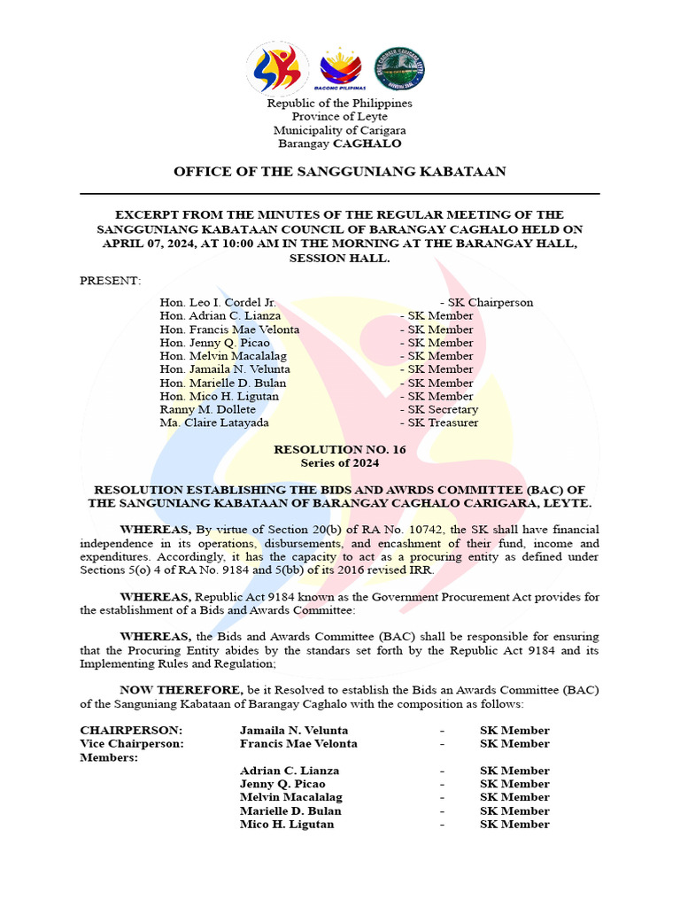 BAC Reso (AutoRecovered) | PDF | Government