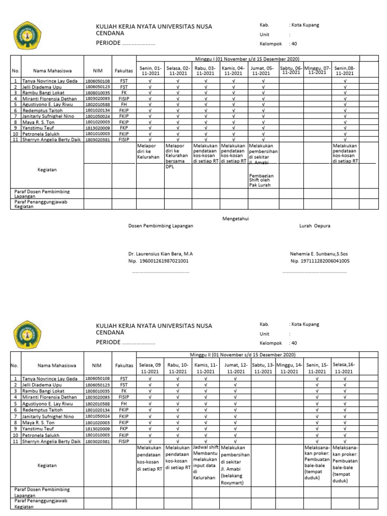 Format ABsen KKN 2021 | PDF
