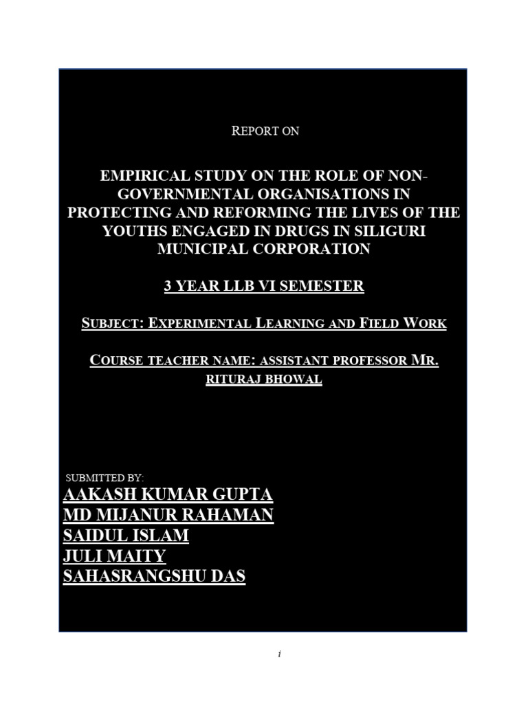 A Final Field Report | PDF | Social Aspects Of Psychoactive Drugs ...