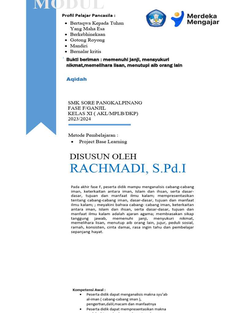 RPP 2 Khusus Pai Xi Rachmadi Merdeka 2023 | PDF