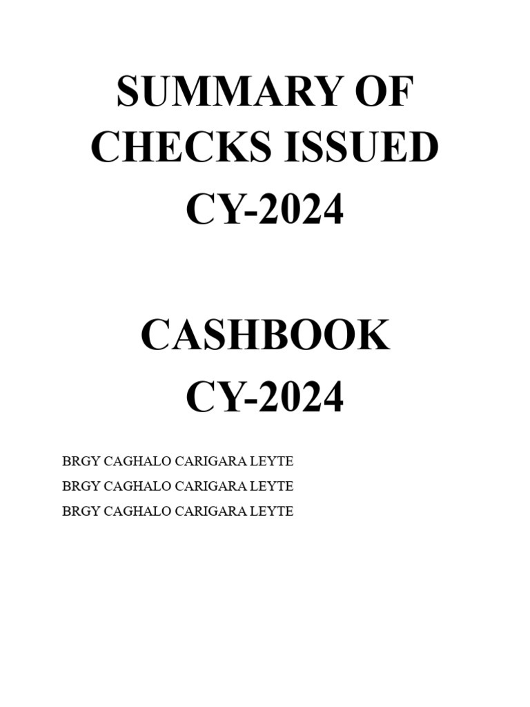 Summary of Checks Issued | PDF