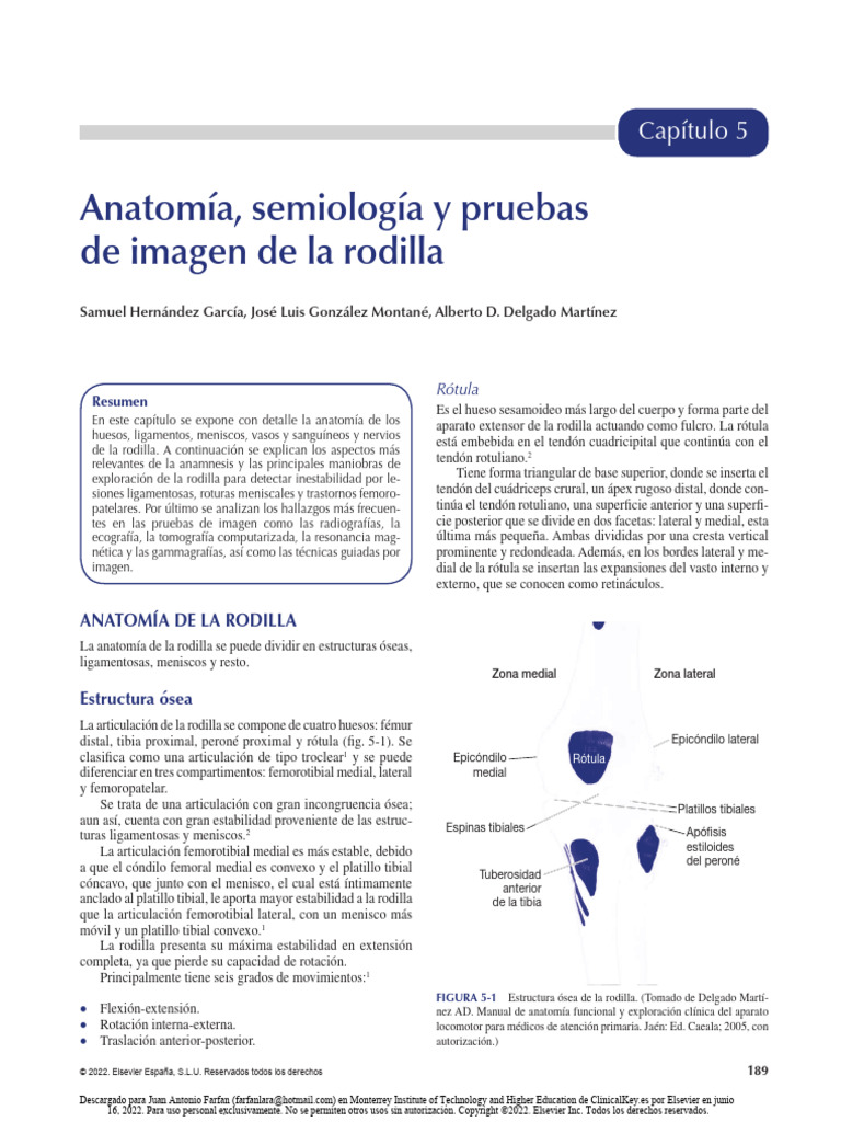 Anatomía, Semiología y Pruebas de Imagen de La Rodilla | PDF | Rodilla ...