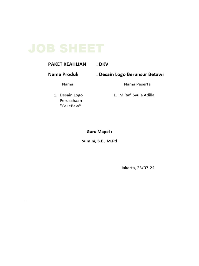 Jobsheets Syuja New | PDF