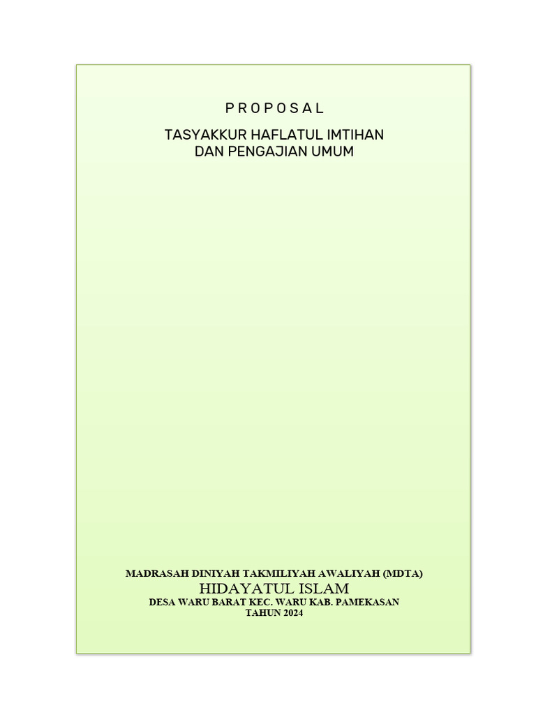 Proposal Haflatul Imtihan Mdta. Hidayatul Islam 2024 | PDF