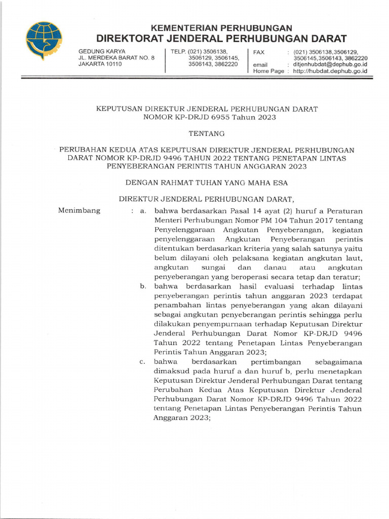 Kepdirjen No - KP-DRJD 6955 Tahun 2023 | PDF