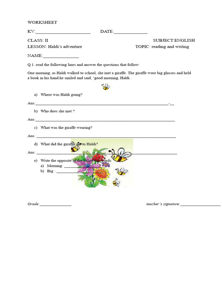 Haldi's Adventure English Worksheet | PDF | Foreign Language Studies | General Fiction