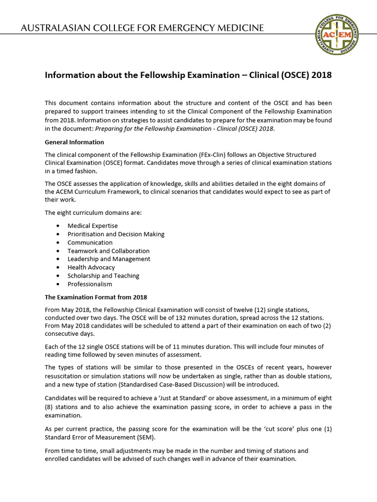 About The FEx Clinical Examination 2018 | PDF | Medicine | Health Care